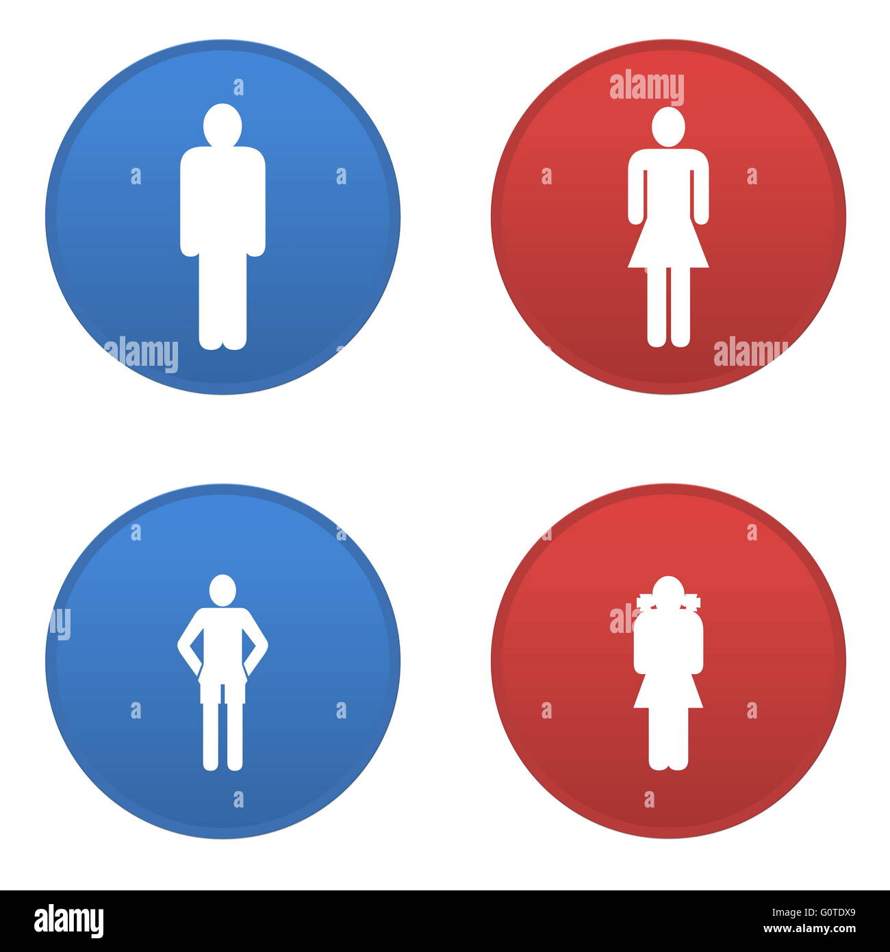 Man, woman, girl and boy icons isolated in white background Stock Photo ...