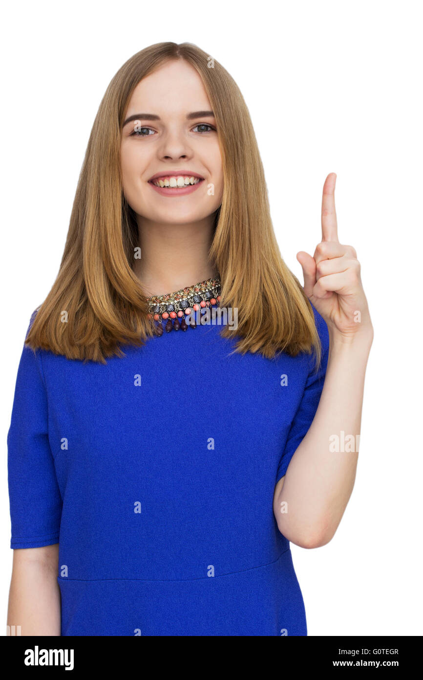 Portrait of woman in blue dress Stock Photo - Alamy