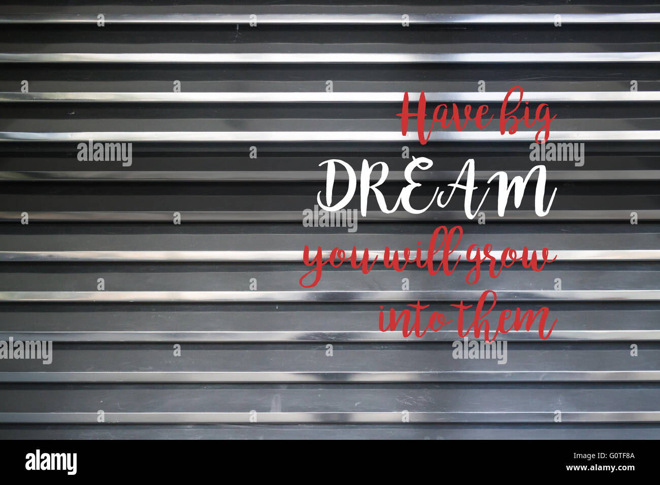 Dark metallic wall texture with inspiration quote, stock photo Stock ...