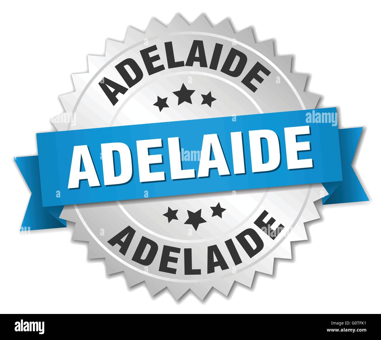 Adelaide round silver badge with blue ribbon Stock Vector Image & Art ...