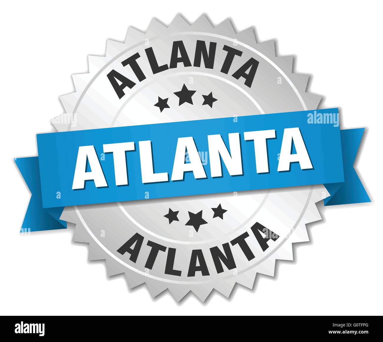 Atlanta round silver badge with blue ribbon Stock Vector Image & Art ...