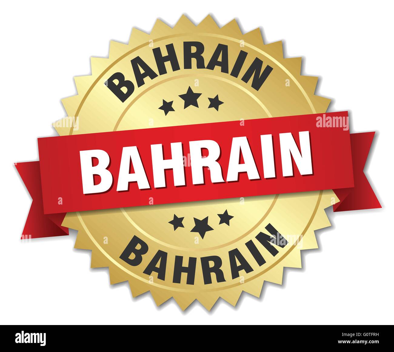 Bahrain round golden badge with red ribbon Stock Vector Image & Art - Alamy