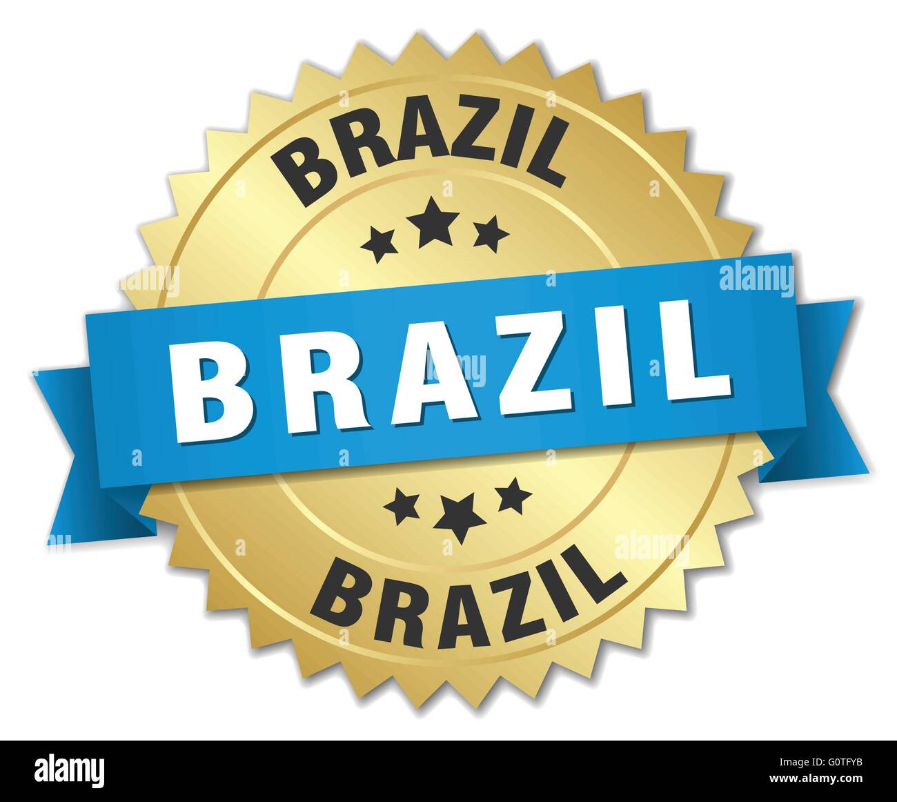 Brazil round golden badge with blue ribbon Stock Vector Image & Art - Alamy