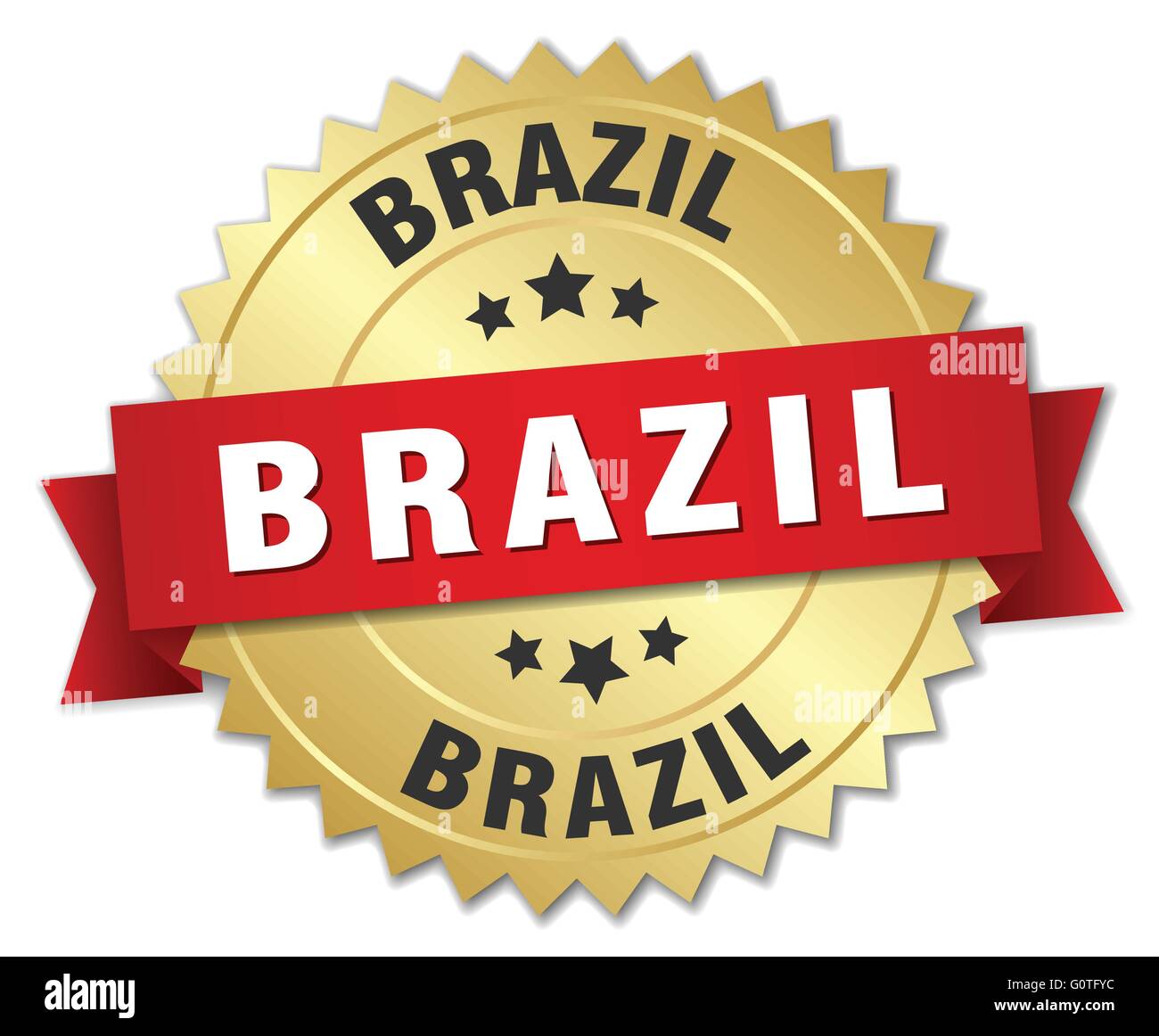 Brazil round golden badge with red ribbon Stock Vector Image & Art - Alamy