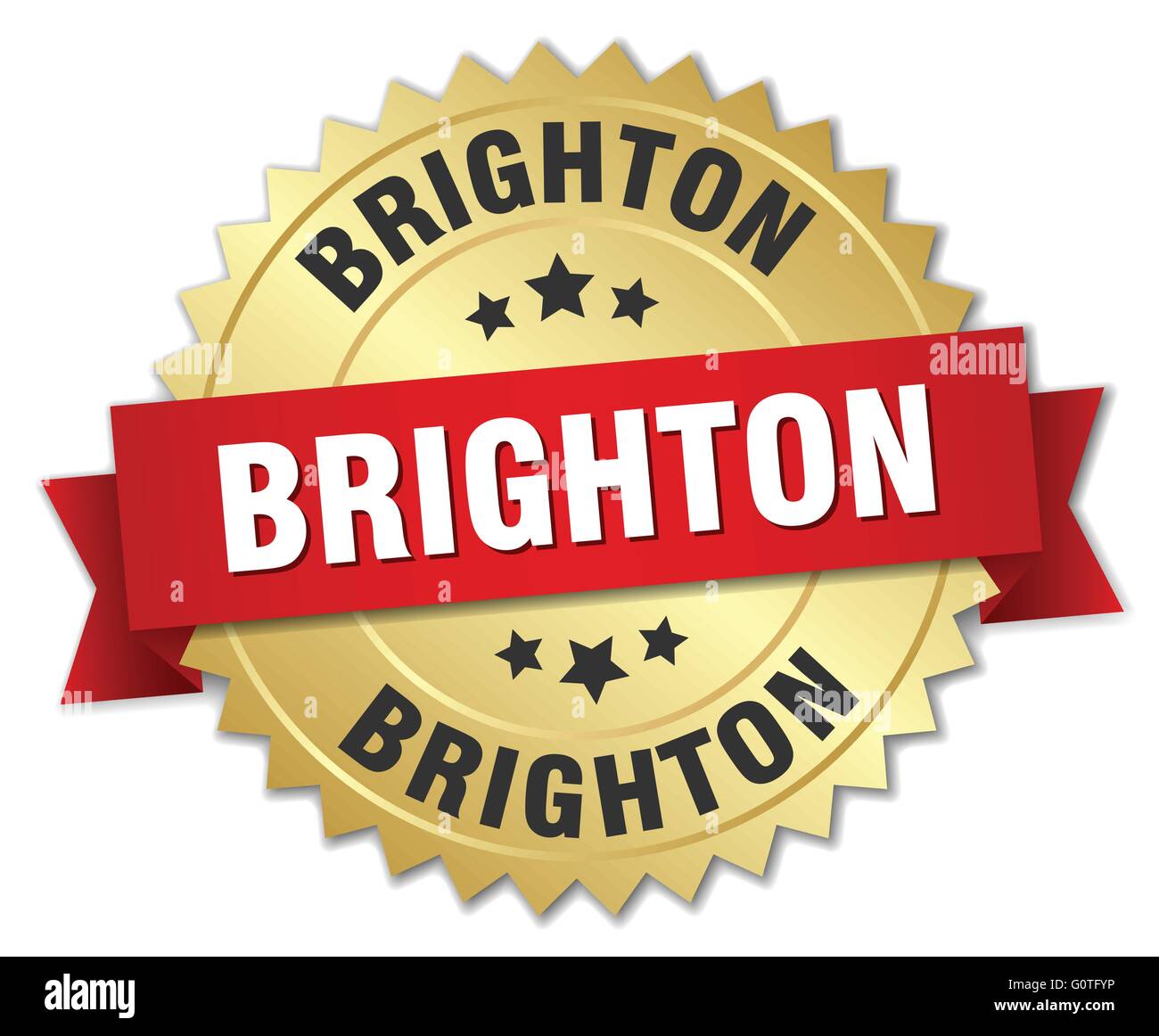 Brighton round golden badge with red ribbon Stock Vector Image & Art ...