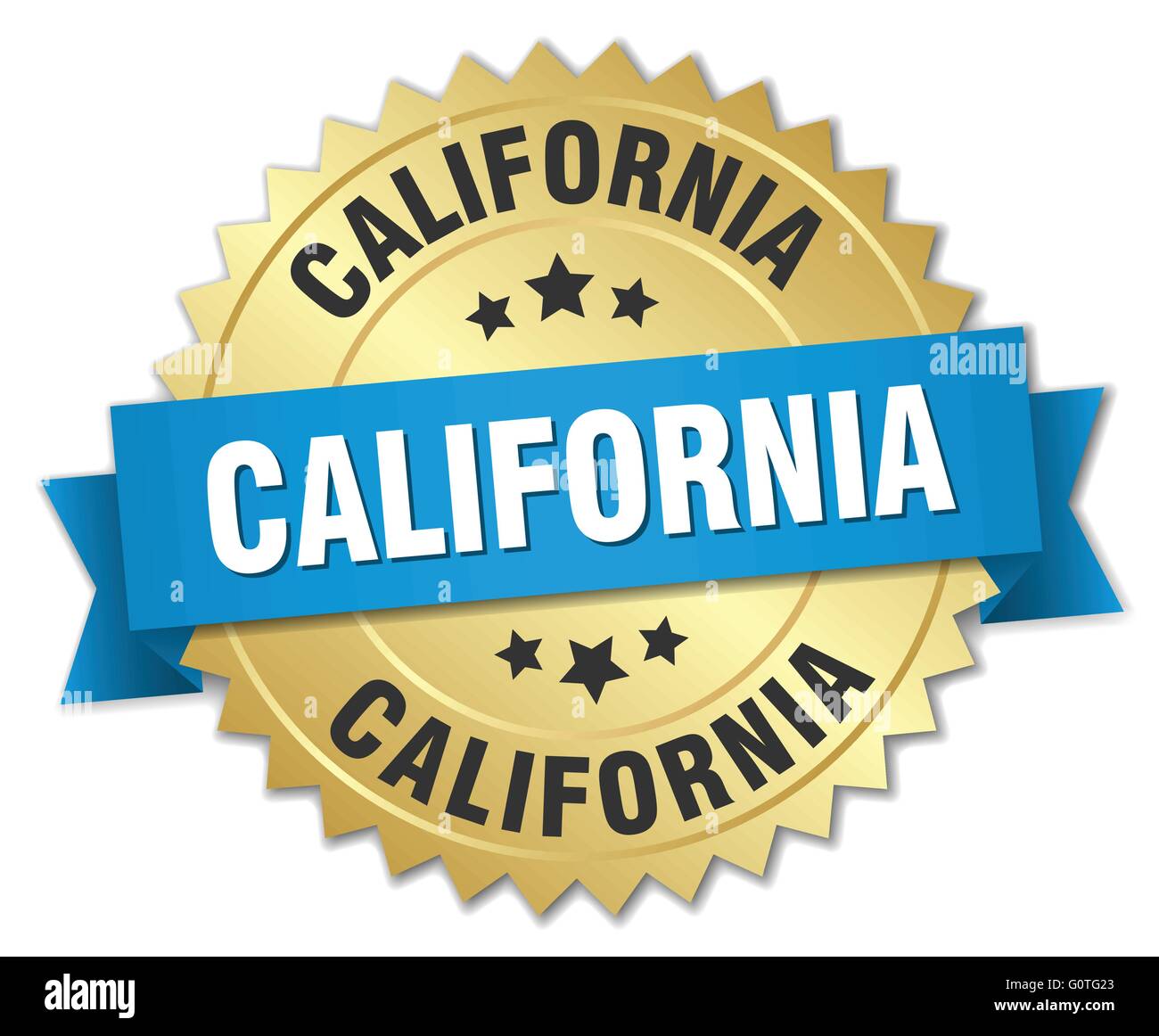 California round golden badge with blue ribbon Stock Vector Image & Art ...