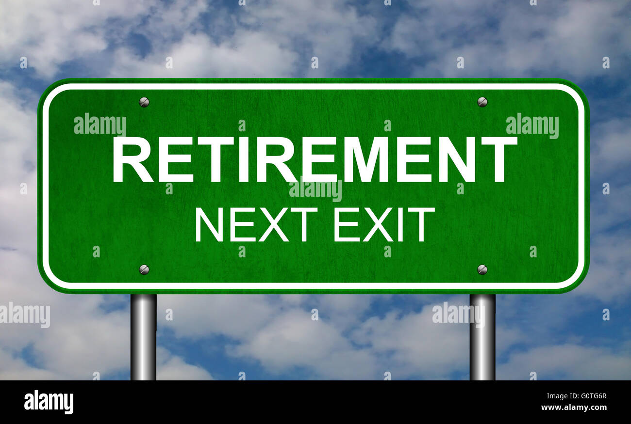 Retirement Road Sign Announcement Stock Photo - Alamy