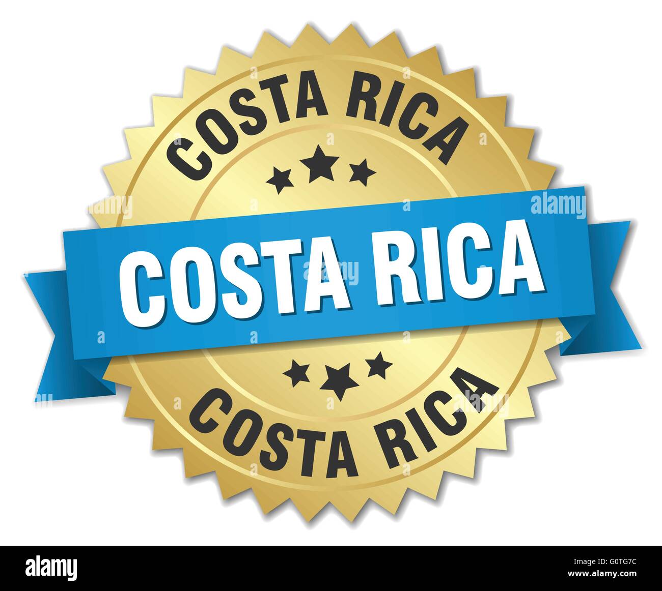 Costa Rica round golden badge with blue ribbon Stock Vector Image & Art ...
