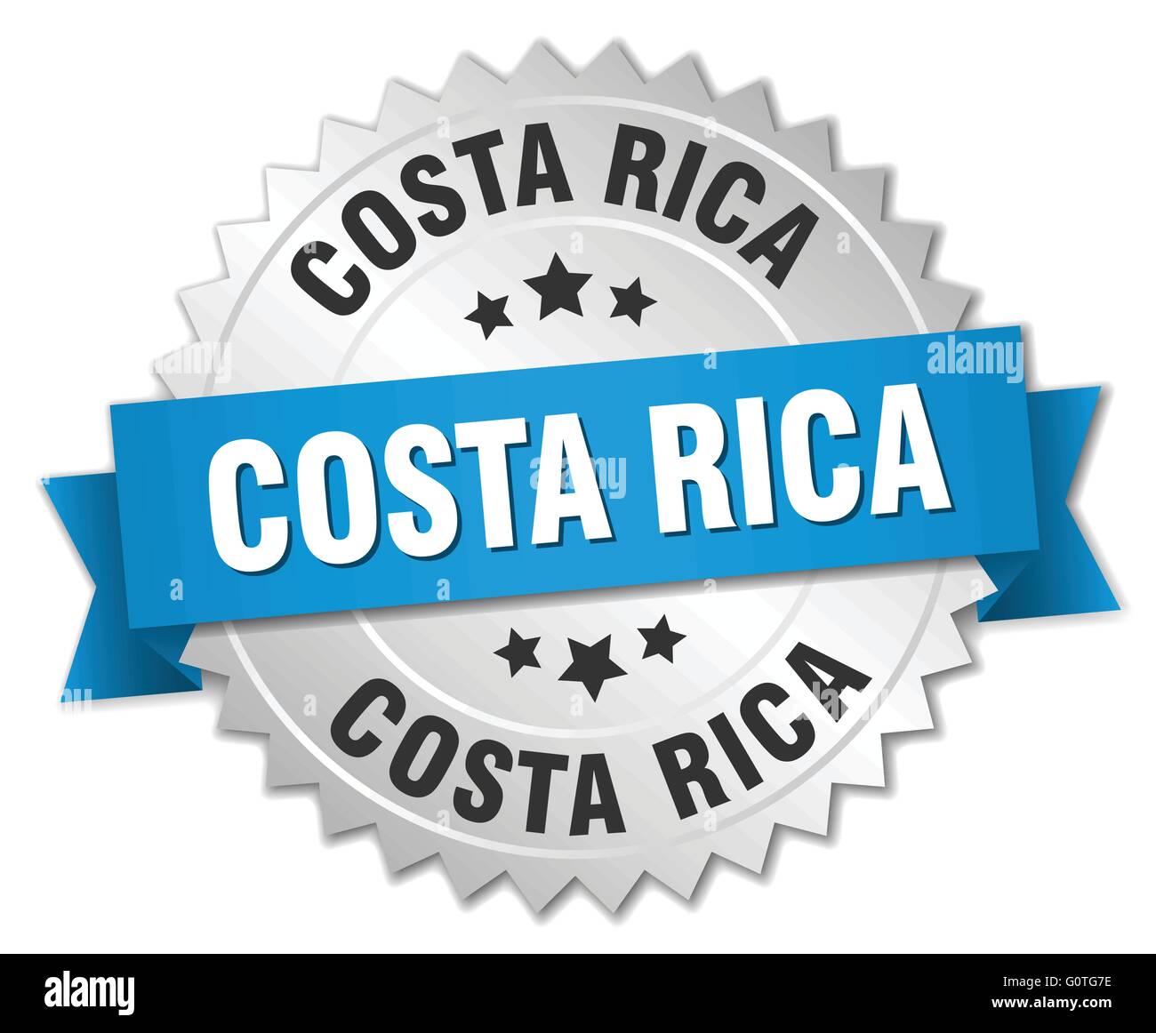 Costa Rica round silver badge with blue ribbon Stock Vector Image & Art ...
