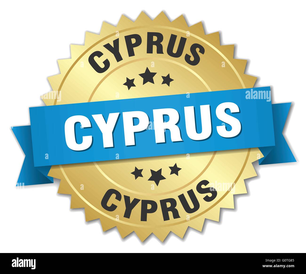 Cyprus round golden badge with blue ribbon Stock Vector Image & Art - Alamy