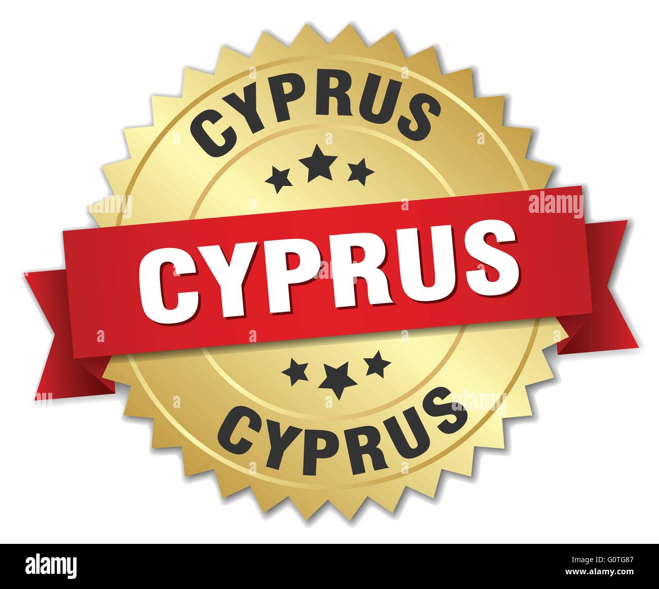 Cyprus round golden badge with red ribbon Stock Vector Image & Art - Alamy