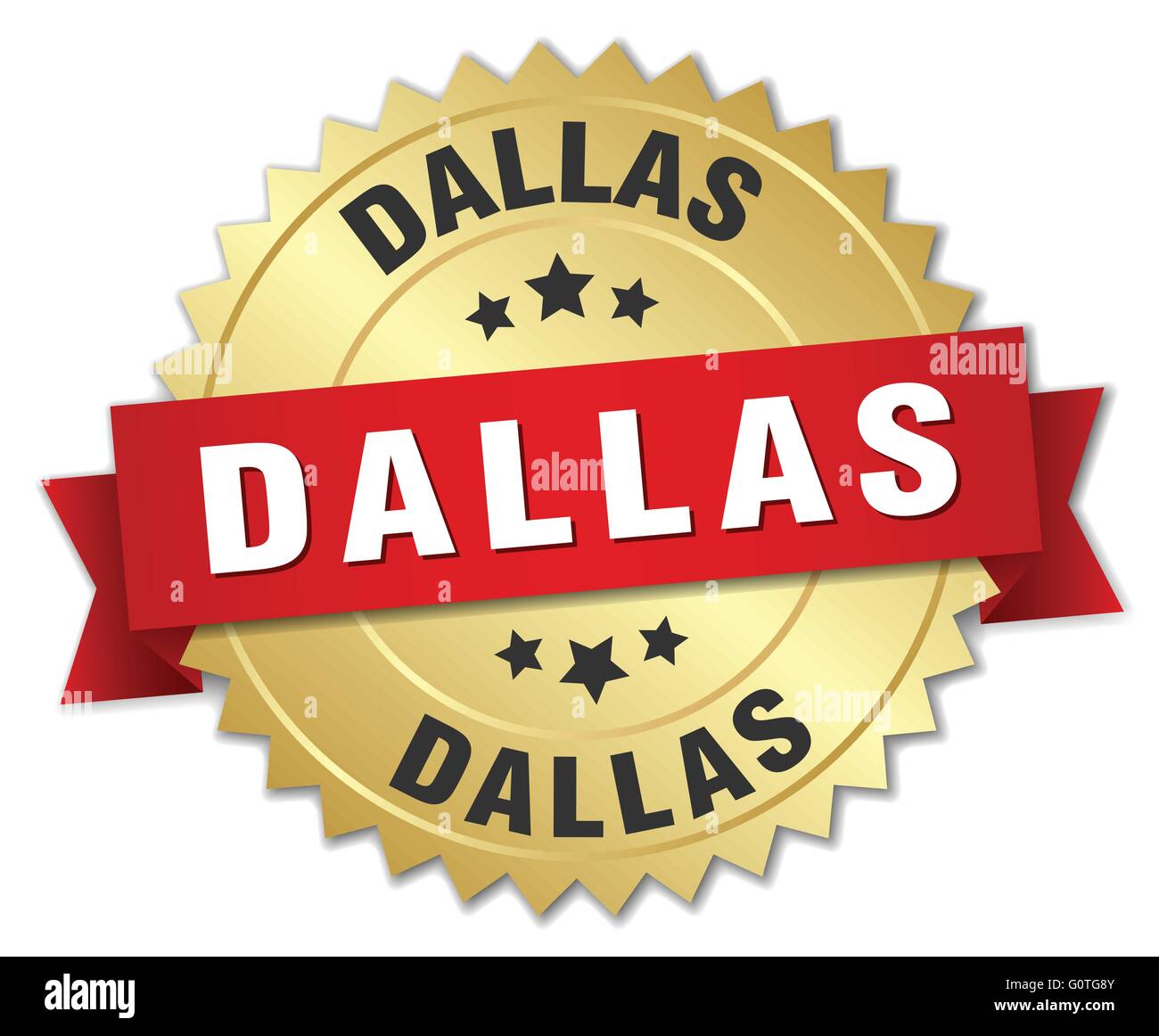 Dallas round golden badge with red ribbon Stock Vector Image & Art - Alamy