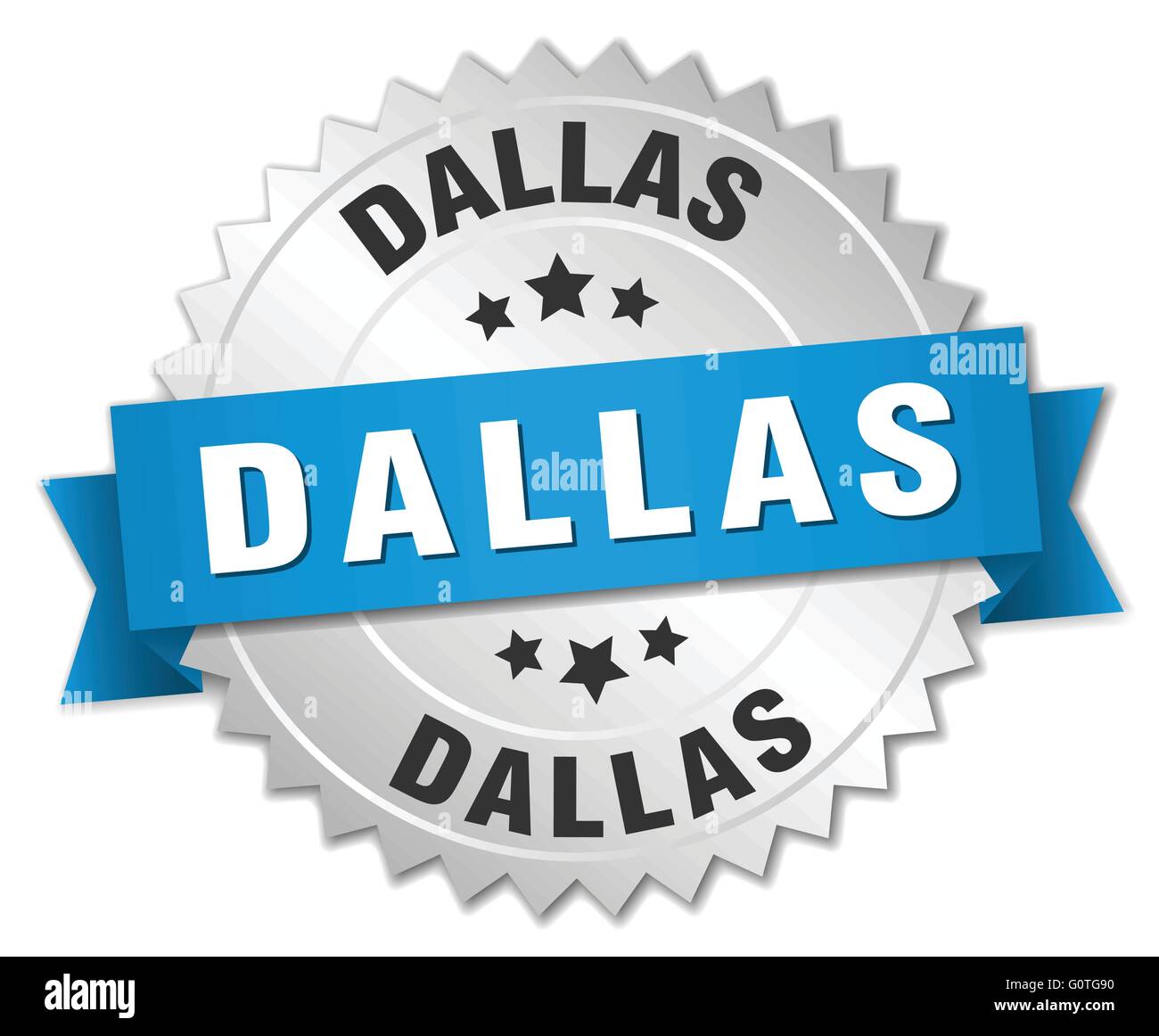 Dallas round silver badge with blue ribbon Stock Vector Image & Art - Alamy