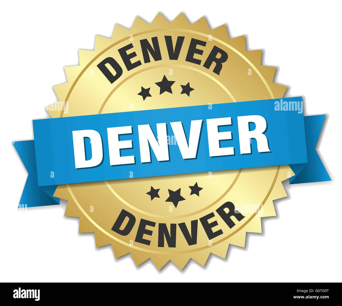 Denver round golden badge with blue ribbon Stock Vector Image & Art - Alamy