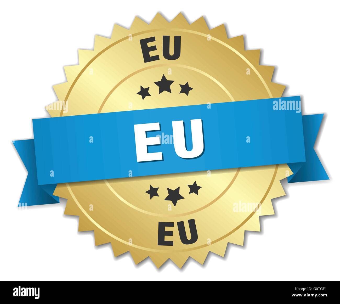 eu round golden badge with blue ribbon Stock Vector Image & Art - Alamy