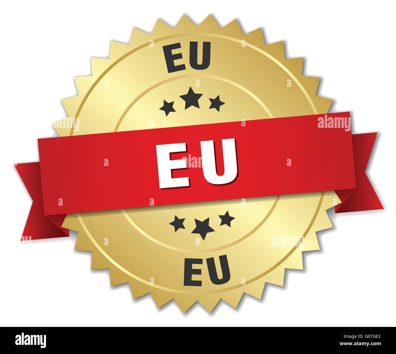 eu round golden badge with red ribbon Stock Vector Image & Art - Alamy