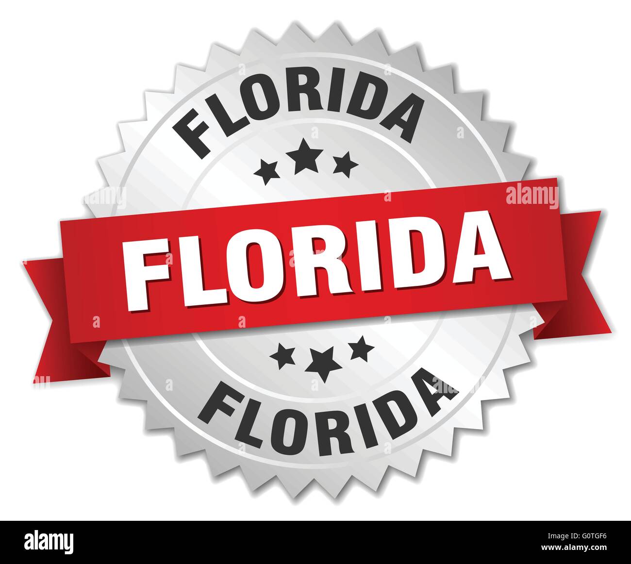 Florida round silver badge with red ribbon Stock Vector Image & Art - Alamy
