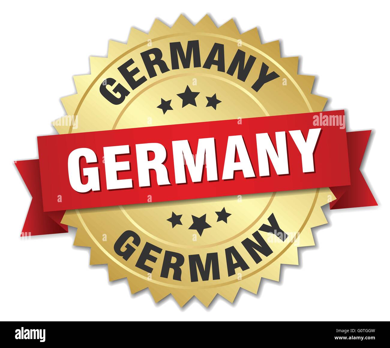 Germany round golden badge with red ribbon Stock Vector Image & Art - Alamy