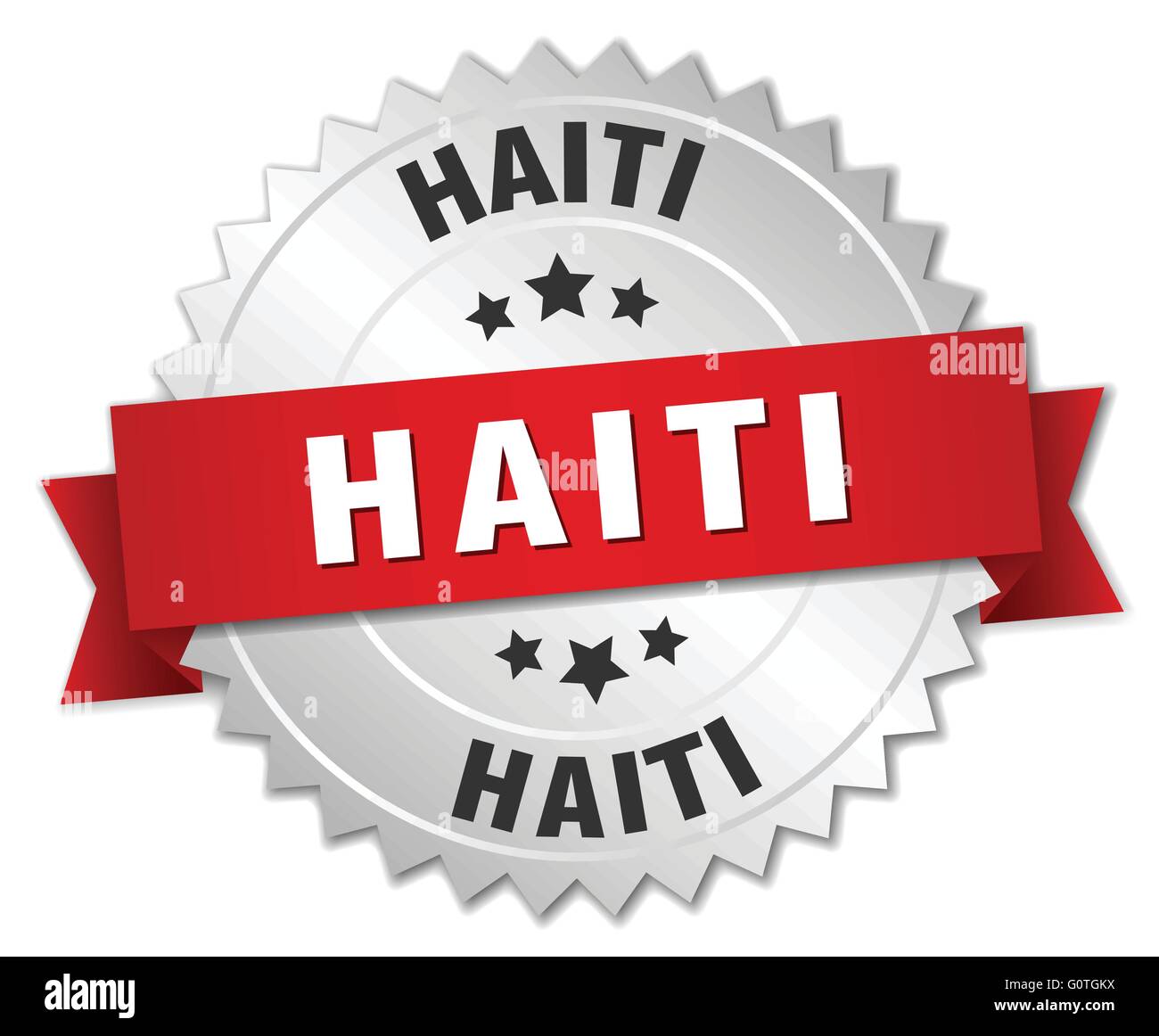 Haiti round silver badge with red ribbon Stock Vector Image & Art - Alamy