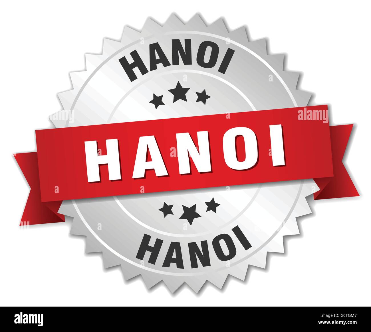 Hanoi round silver badge with red ribbon Stock Vector Image & Art - Alamy