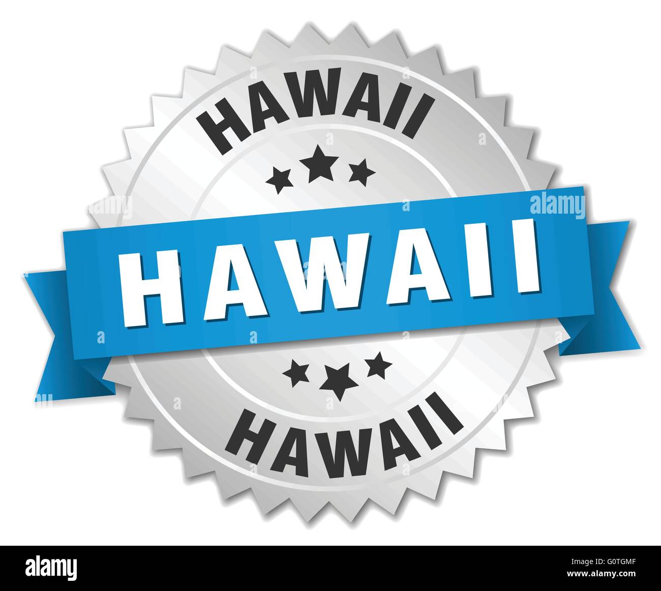 Hawaii round silver badge with blue ribbon Stock Vector Image & Art - Alamy