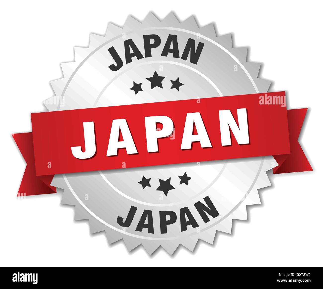 Japan round silver badge with red ribbon Stock Vector Image & Art - Alamy