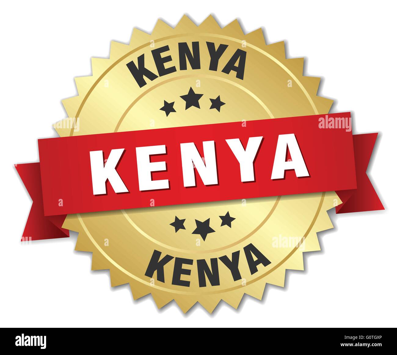 Kenya round golden badge with red ribbon Stock Vector Image & Art - Alamy