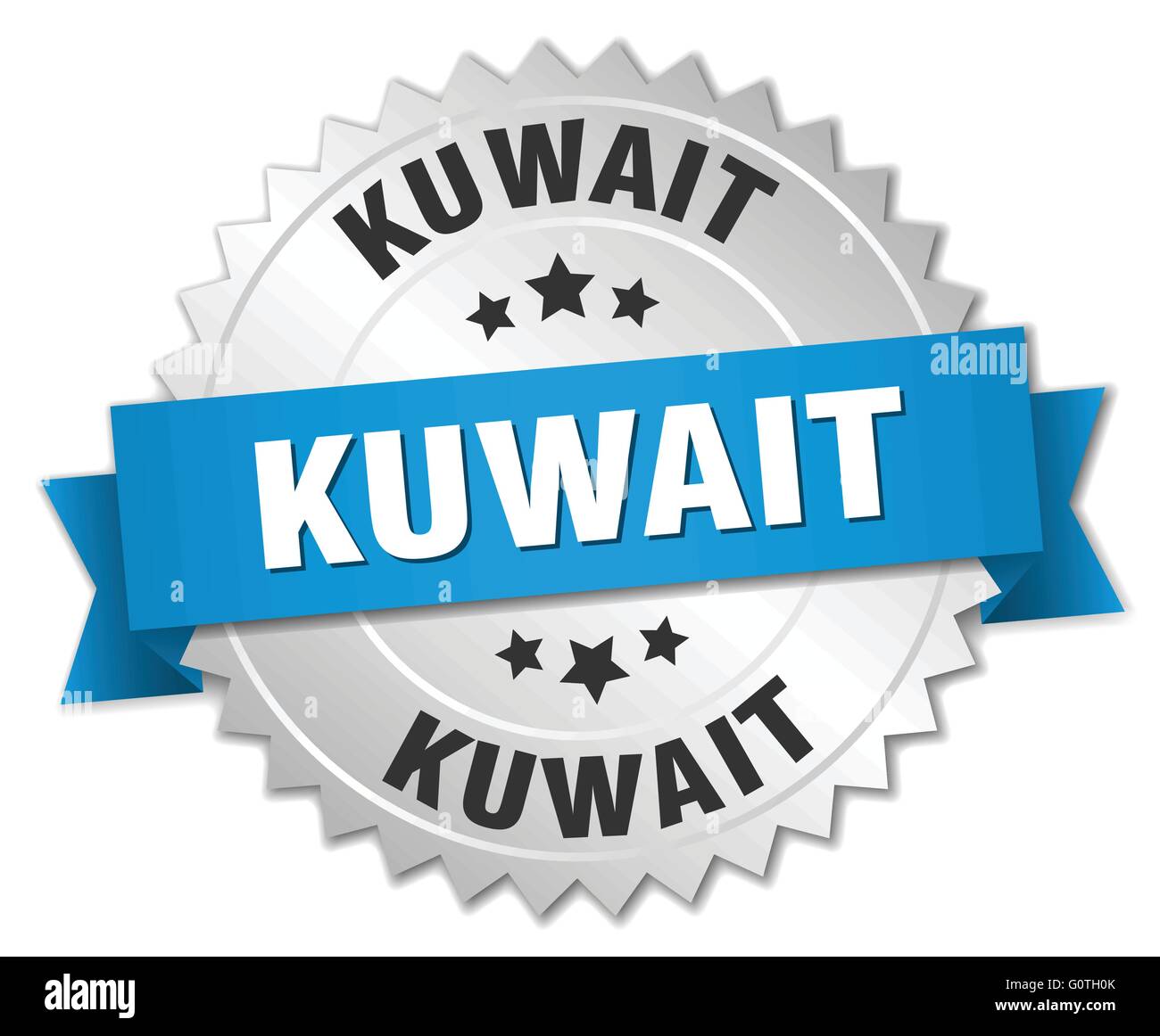 Kuwait round silver badge with blue ribbon Stock Vector Image & Art - Alamy
