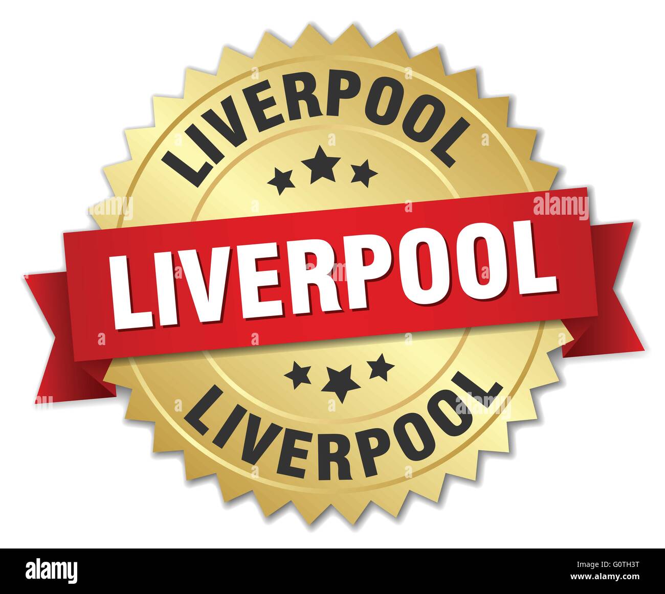 Liverpool round golden badge with red ribbon Stock Vector Image & Art ...