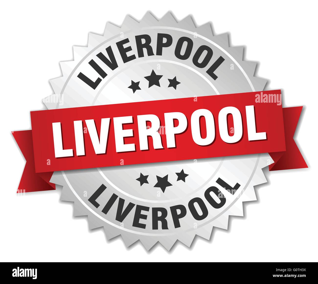Liverpool round silver badge with red ribbon Stock Vector Image & Art ...