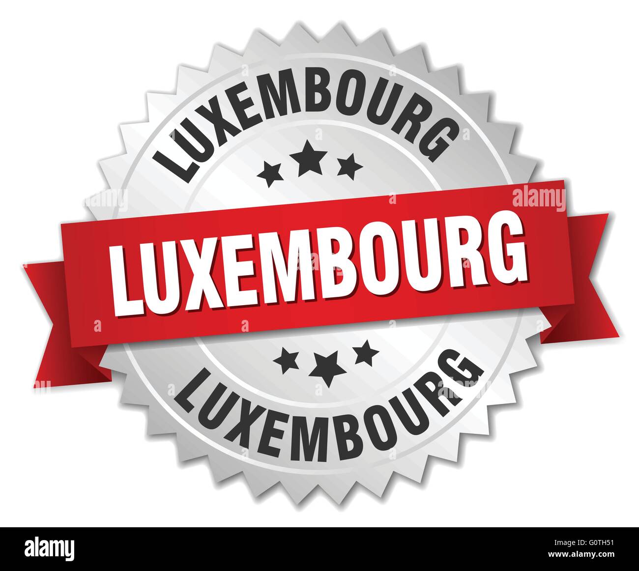 Luxembourg round silver badge with red ribbon Stock Vector Image & Art ...