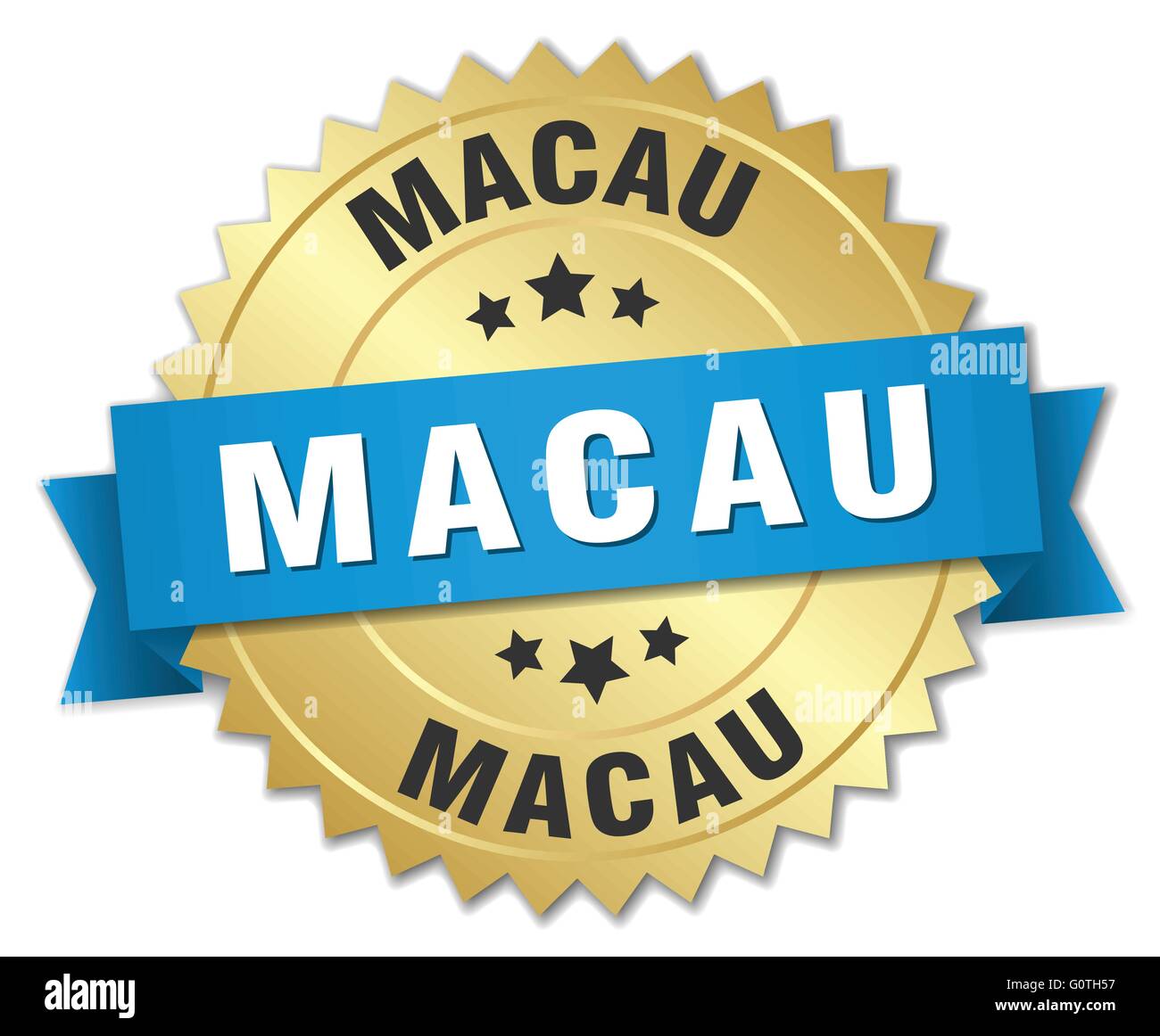 Macau round golden badge with blue ribbon Stock Vector Image & Art - Alamy