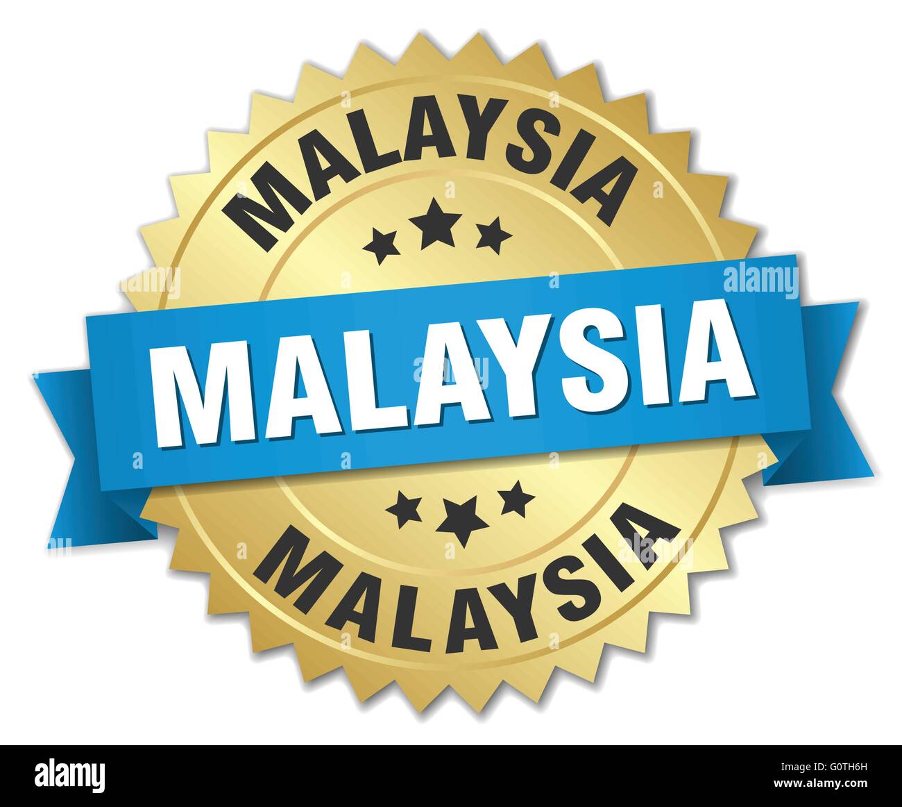 Malaysia round golden badge with blue ribbon Stock Vector Image & Art ...