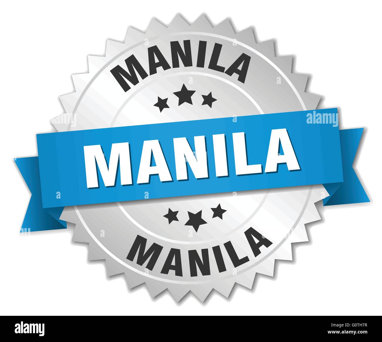 Manila round silver badge with blue ribbon Stock Vector Image & Art - Alamy