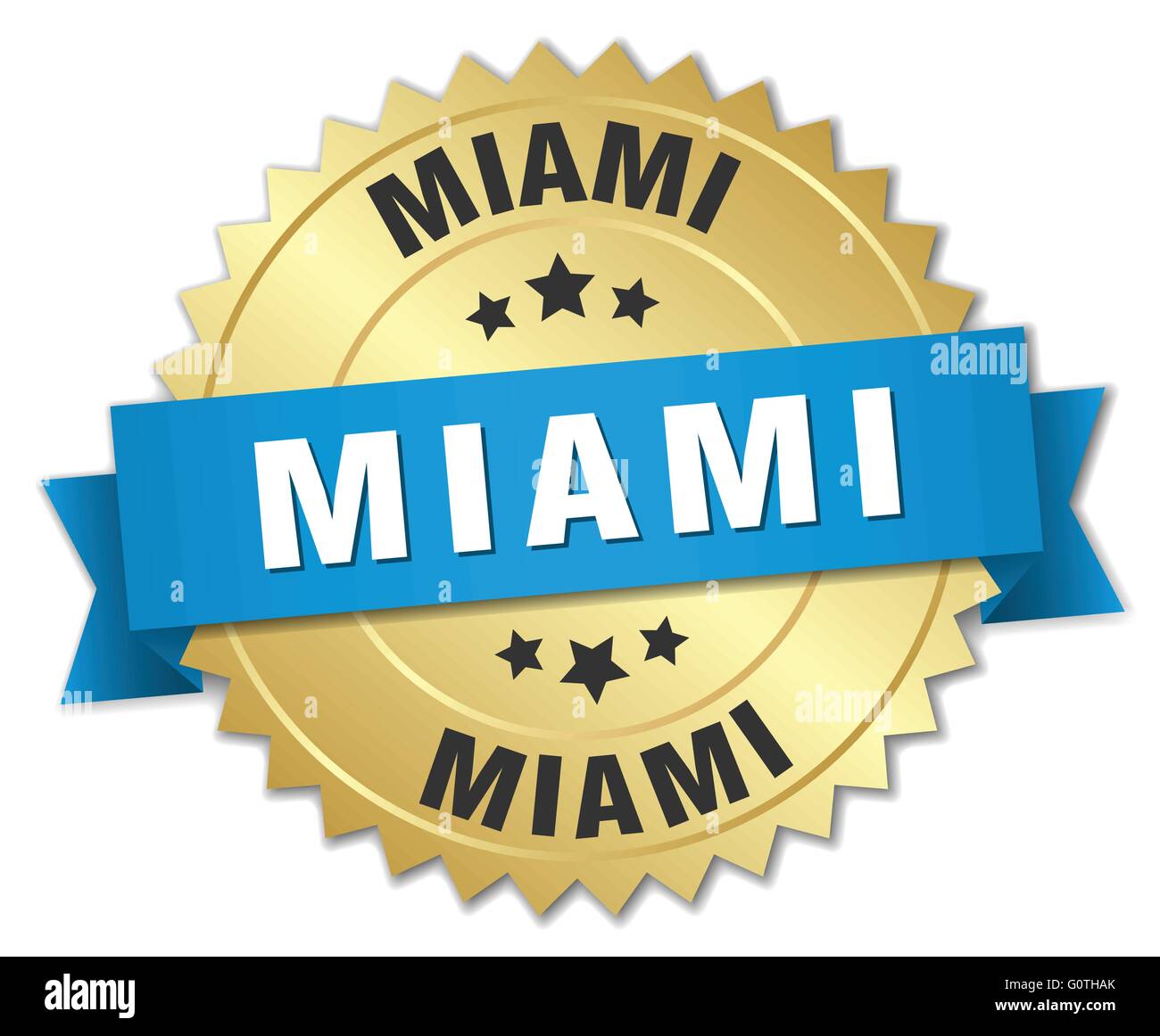 Miami round golden badge with blue ribbon Stock Vector Image & Art - Alamy