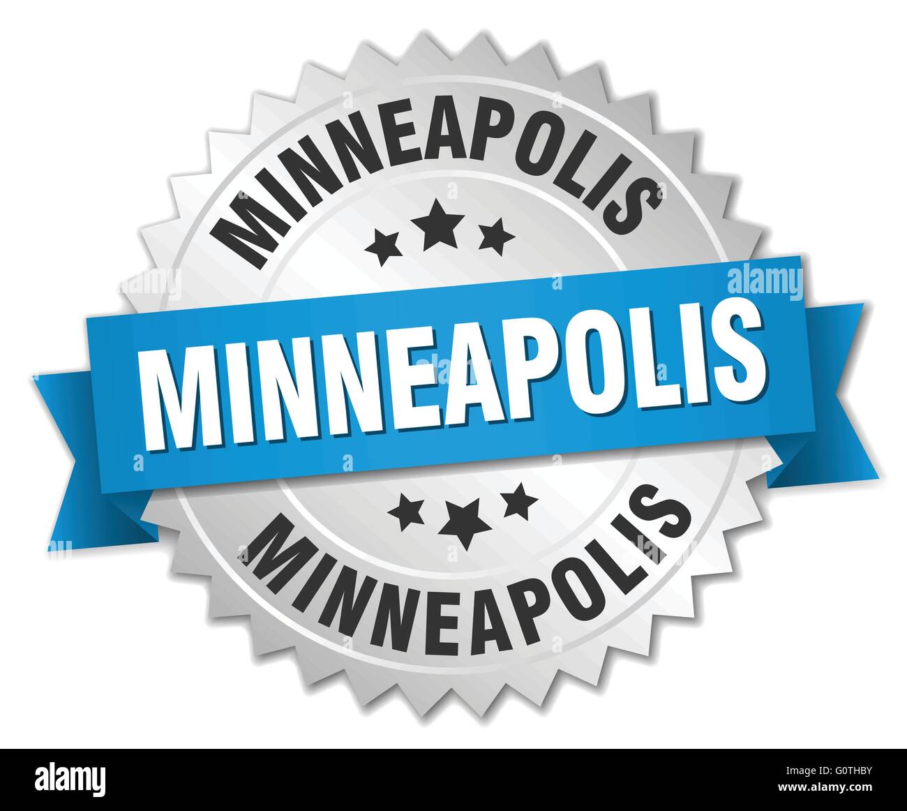 Minneapolis round silver badge with blue ribbon Stock Vector Image ...