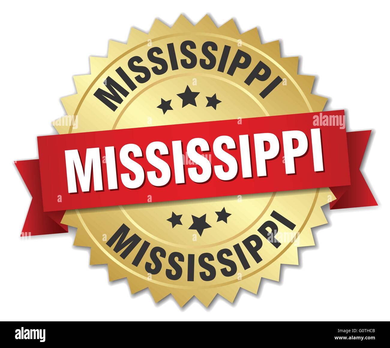 Mississippi round golden badge with red ribbon Stock Vector Image & Art ...