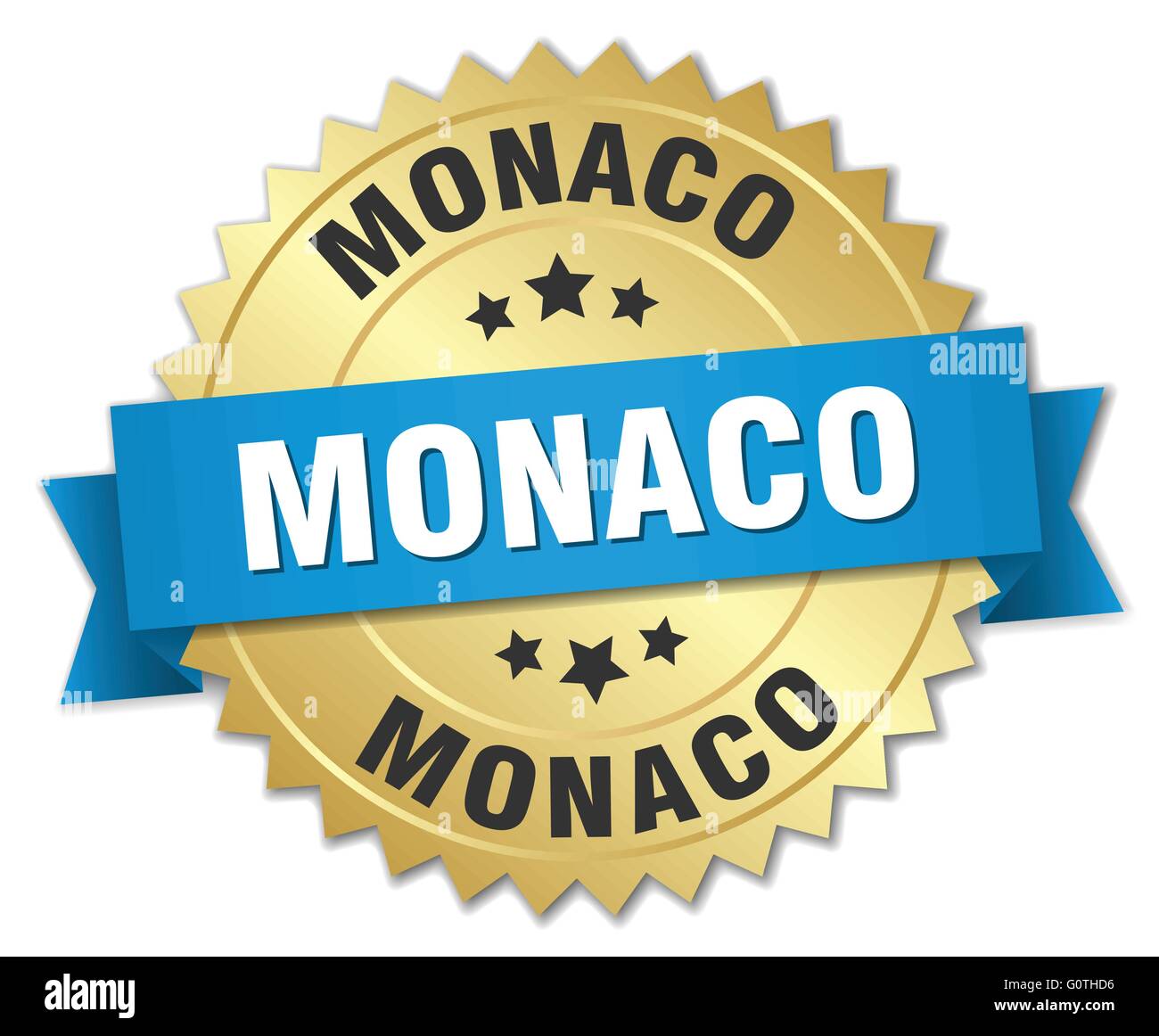 Monaco round golden badge with blue ribbon Stock Vector Image & Art - Alamy