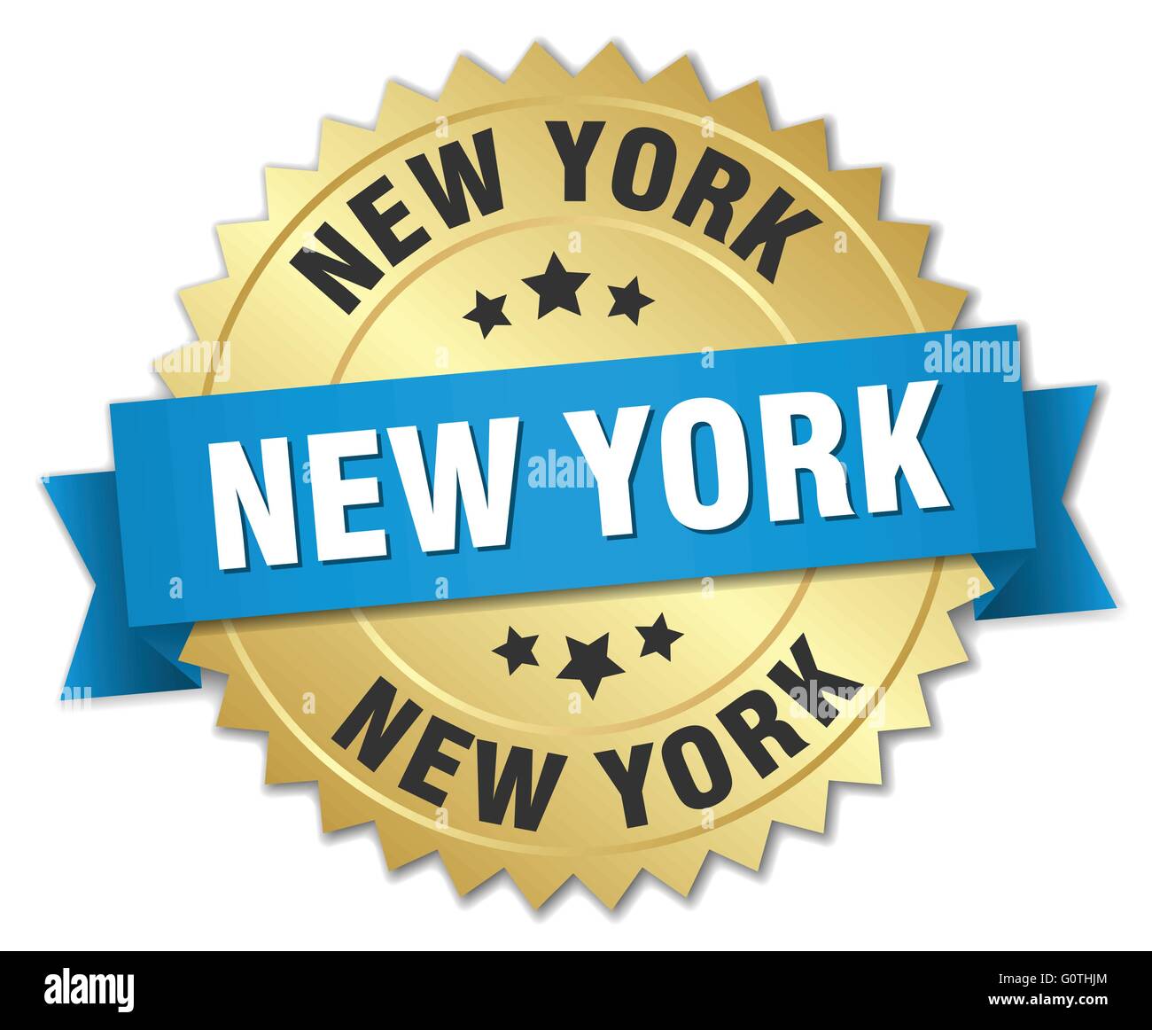 New York round golden badge with blue ribbon Stock Vector Image & Art ...