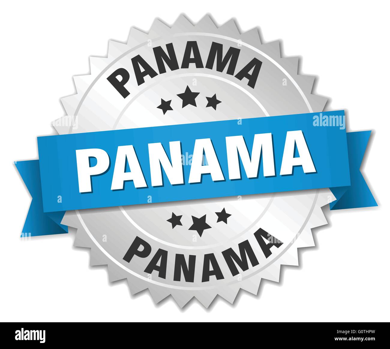 Panama round silver badge with blue ribbon Stock Vector Image & Art - Alamy