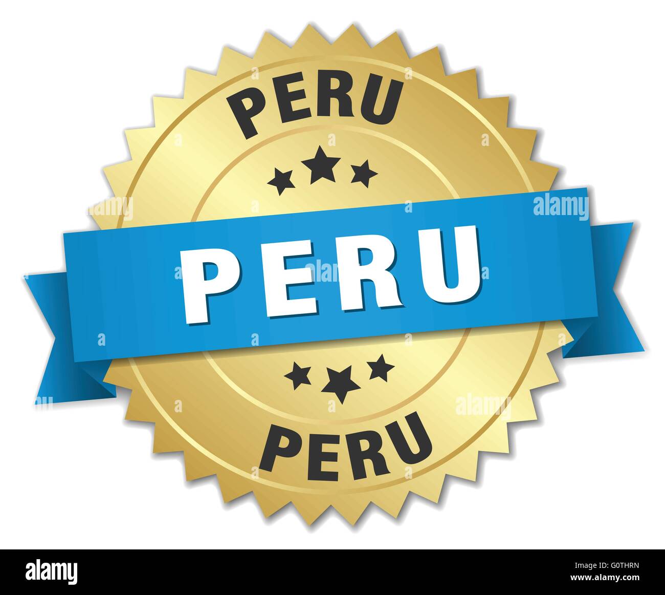 Peru round golden badge with blue ribbon Stock Vector Image & Art - Alamy