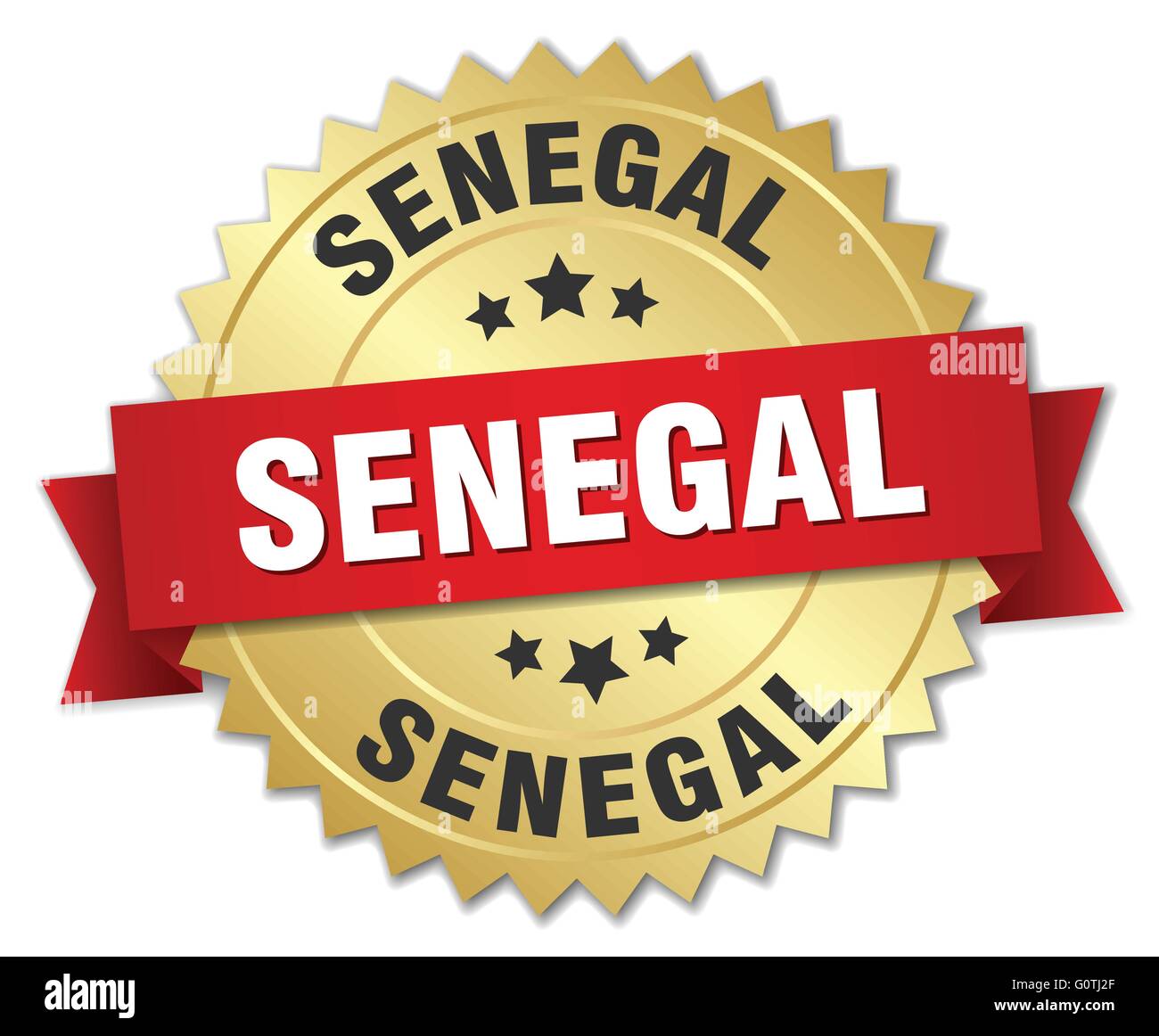 Senegal round golden badge with red ribbon Stock Vector Image & Art - Alamy