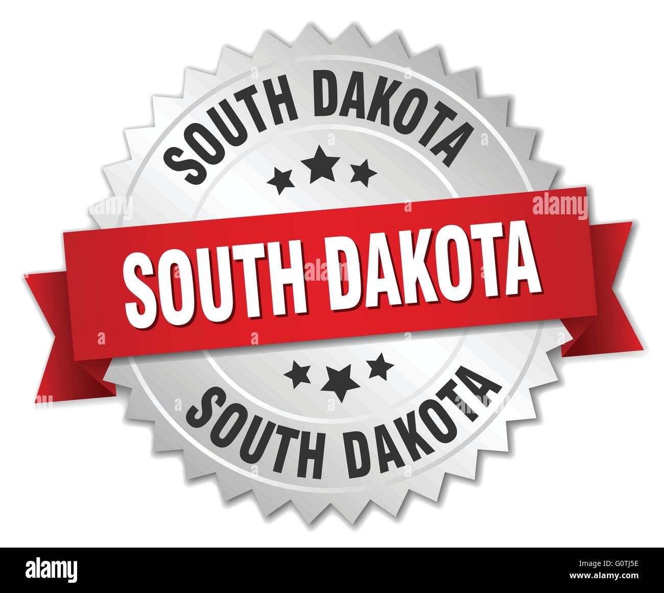 South Dakota round silver badge with red ribbon Stock Vector Image ...