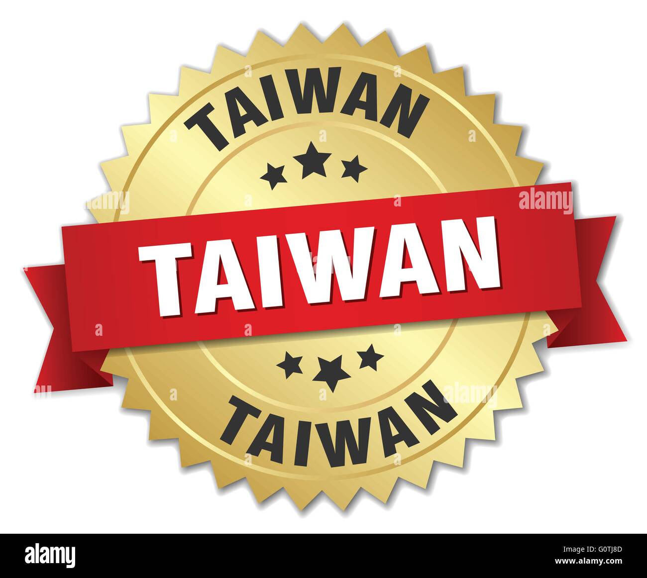 Taiwan round golden badge with red ribbon Stock Vector Image & Art - Alamy