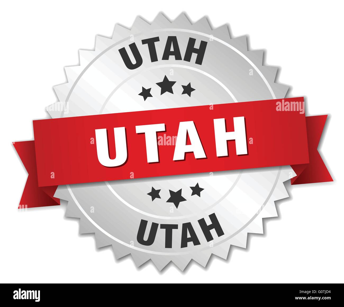 Utah round silver badge with red ribbon Stock Vector Image & Art - Alamy