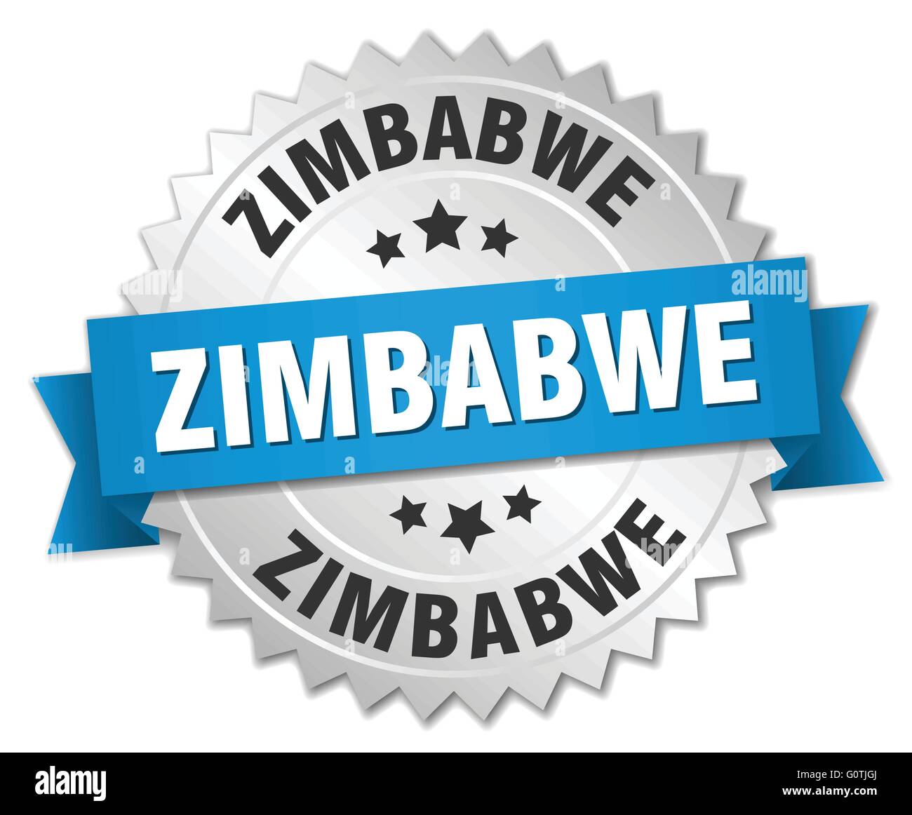 Zimbabwe round silver badge with blue ribbon Stock Vector Image & Art ...