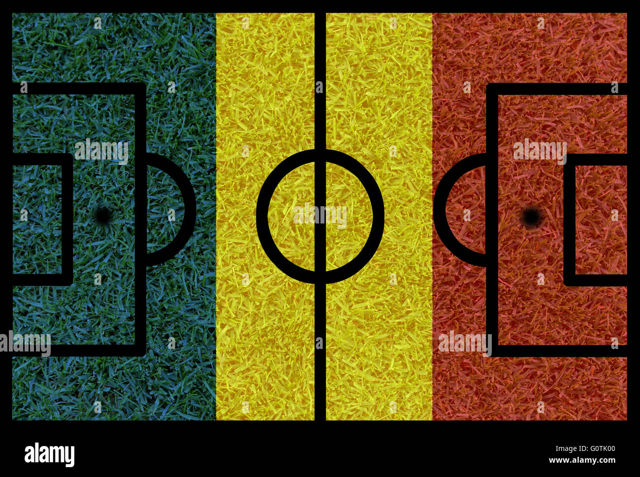 Football field textured by Romania national flags on euro 2016 Stock ...