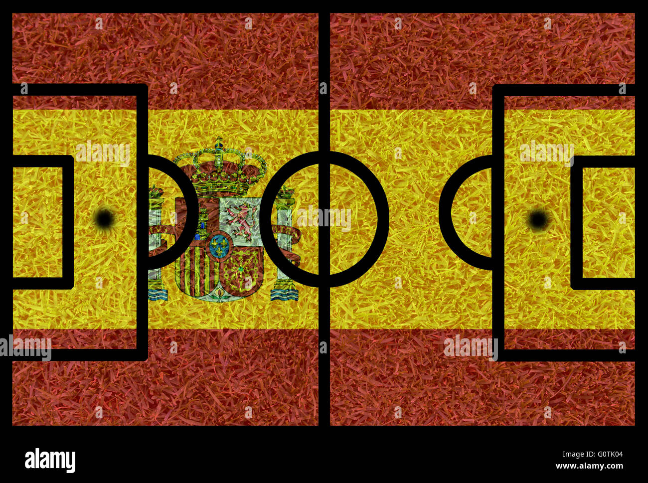 Football field textured by Spain national flags on euro 2016 Stock ...