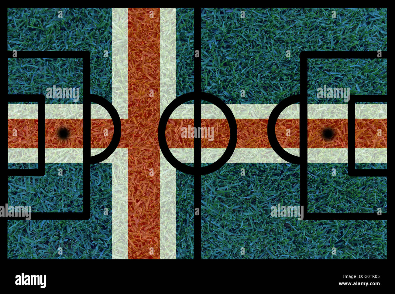 Football field textured by Iceland national flags on euro 2016 Stock ...