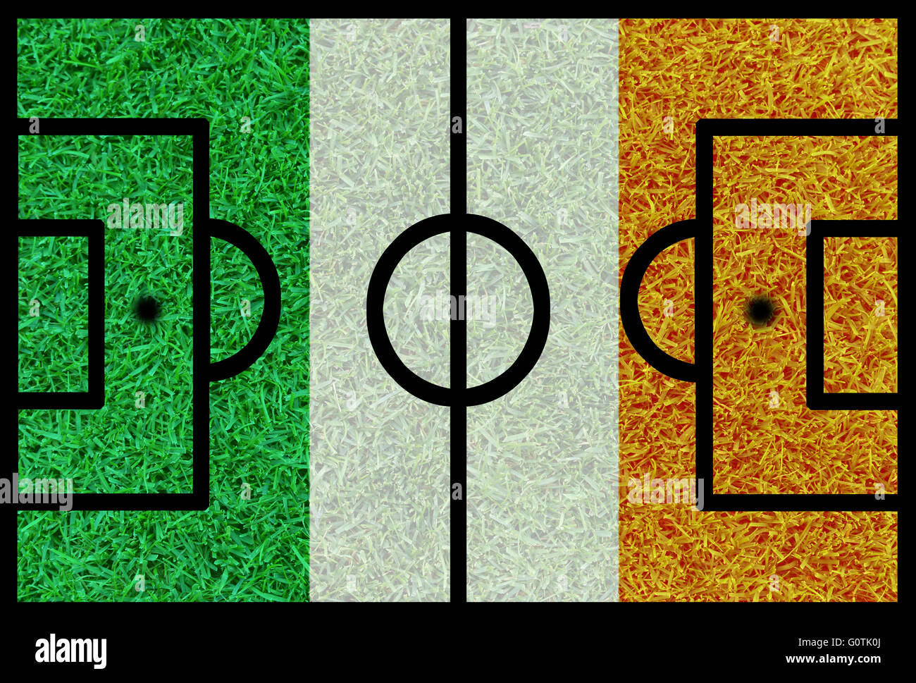 Football field textured by Ireland national flags on euro 2016 Stock ...
